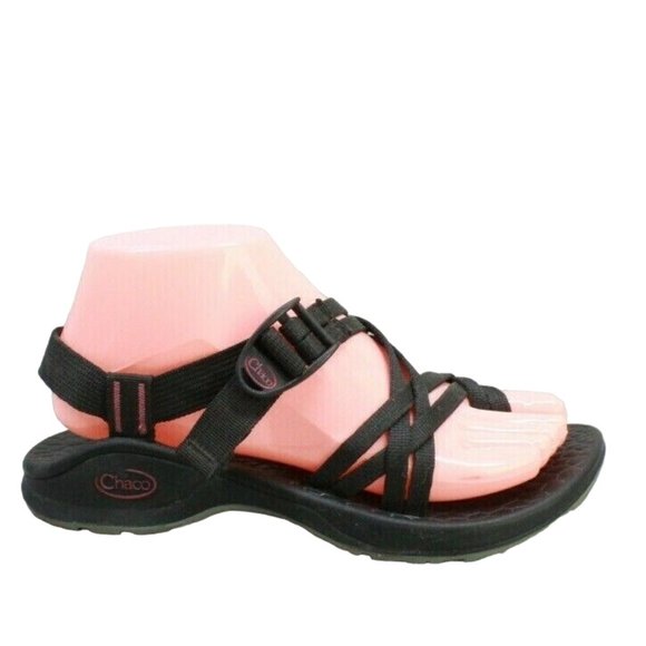 Chaco | Shoes | Chaco Classic Black Double Strapped Toe Loop Rubber ...